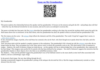 Grandmother Profile Essays | PPT