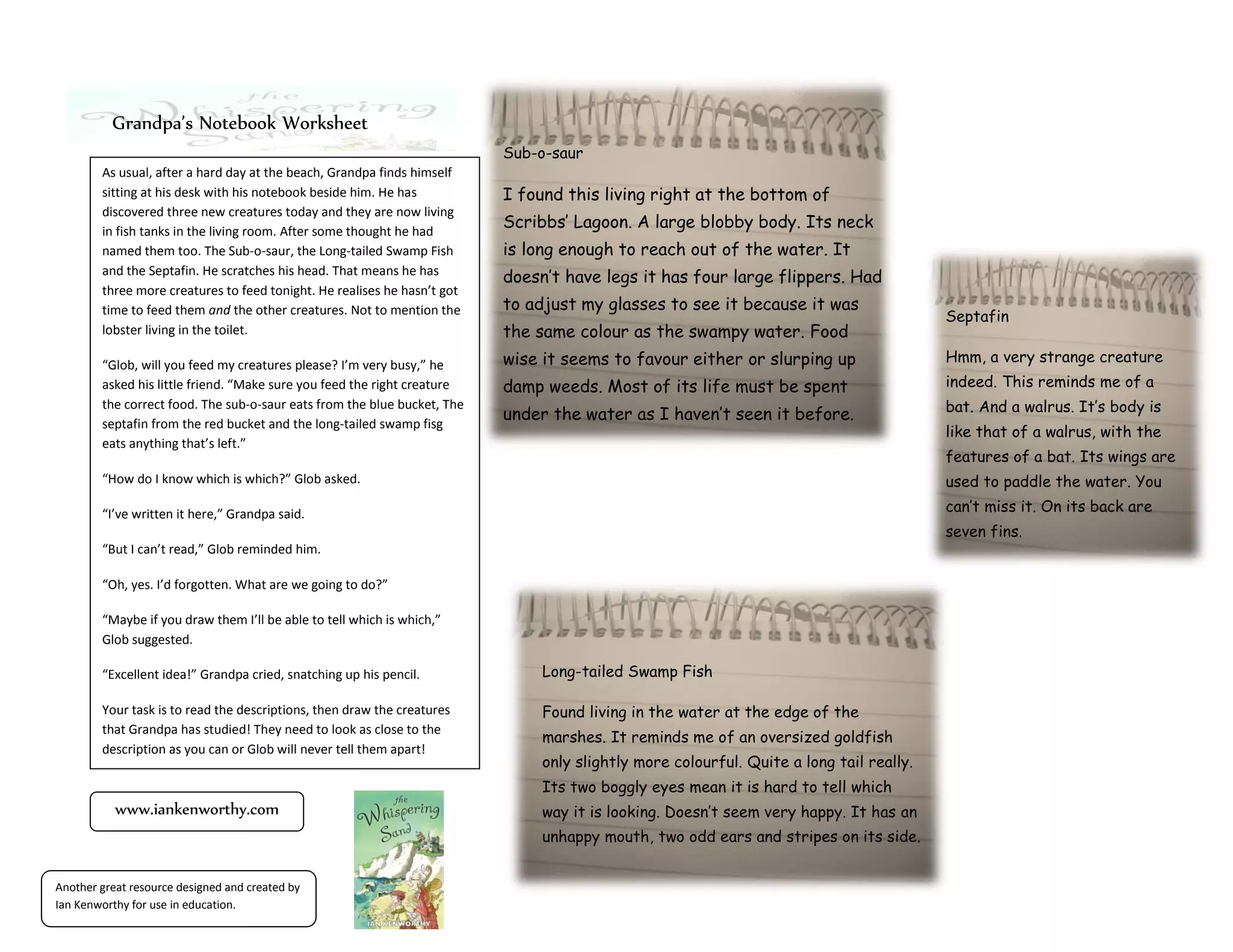 Grandpa's notebook worksheet | PPT