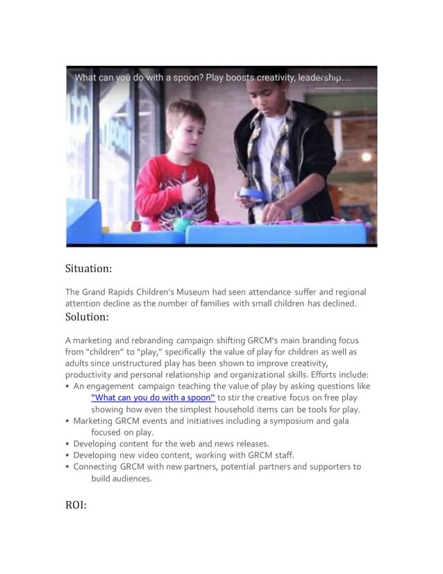 Grand Rapids Children's Museum case study | DOCX | Business | Business ...