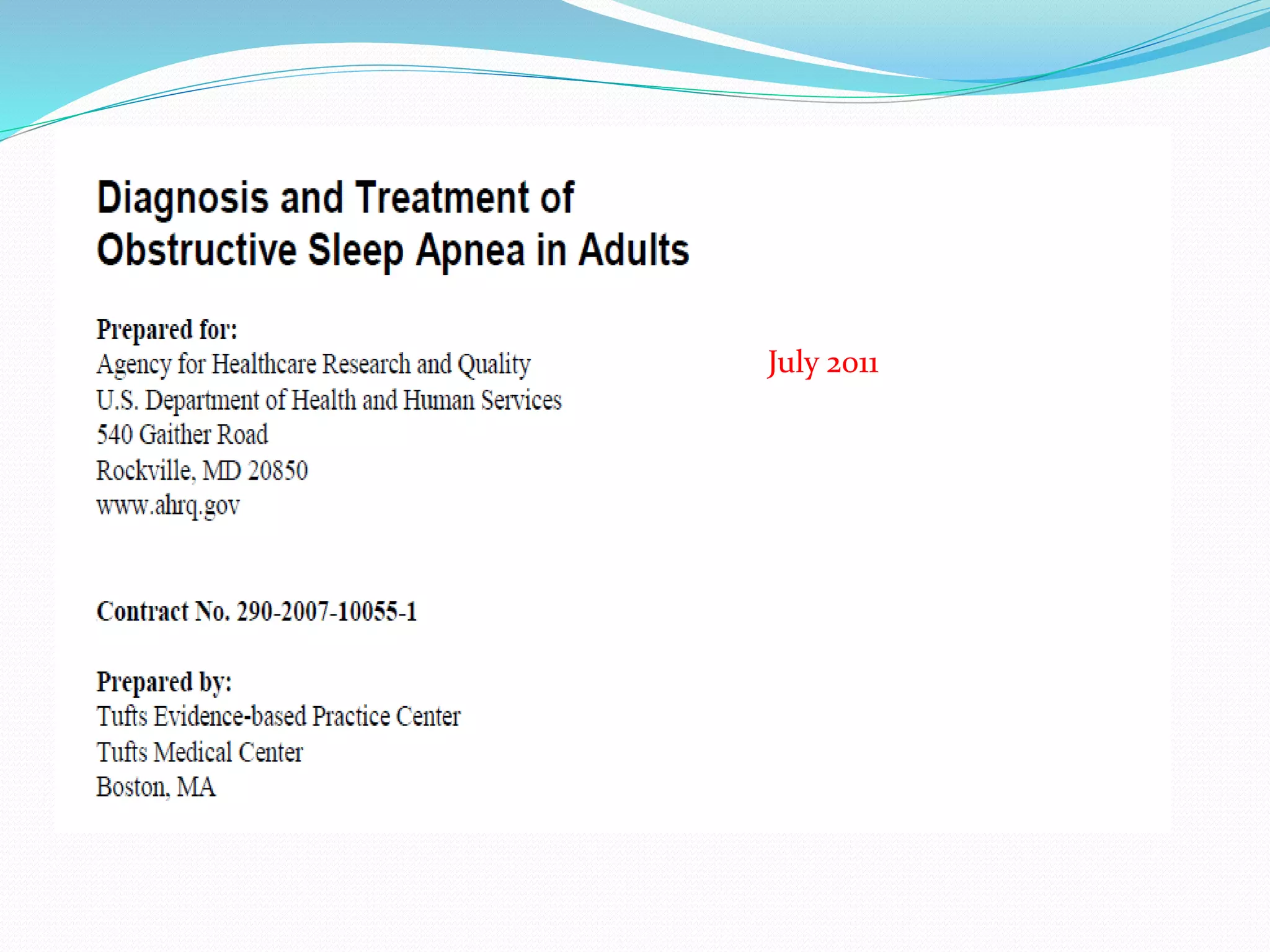 Grand round obstructive sleep apnea in adults | PPTX