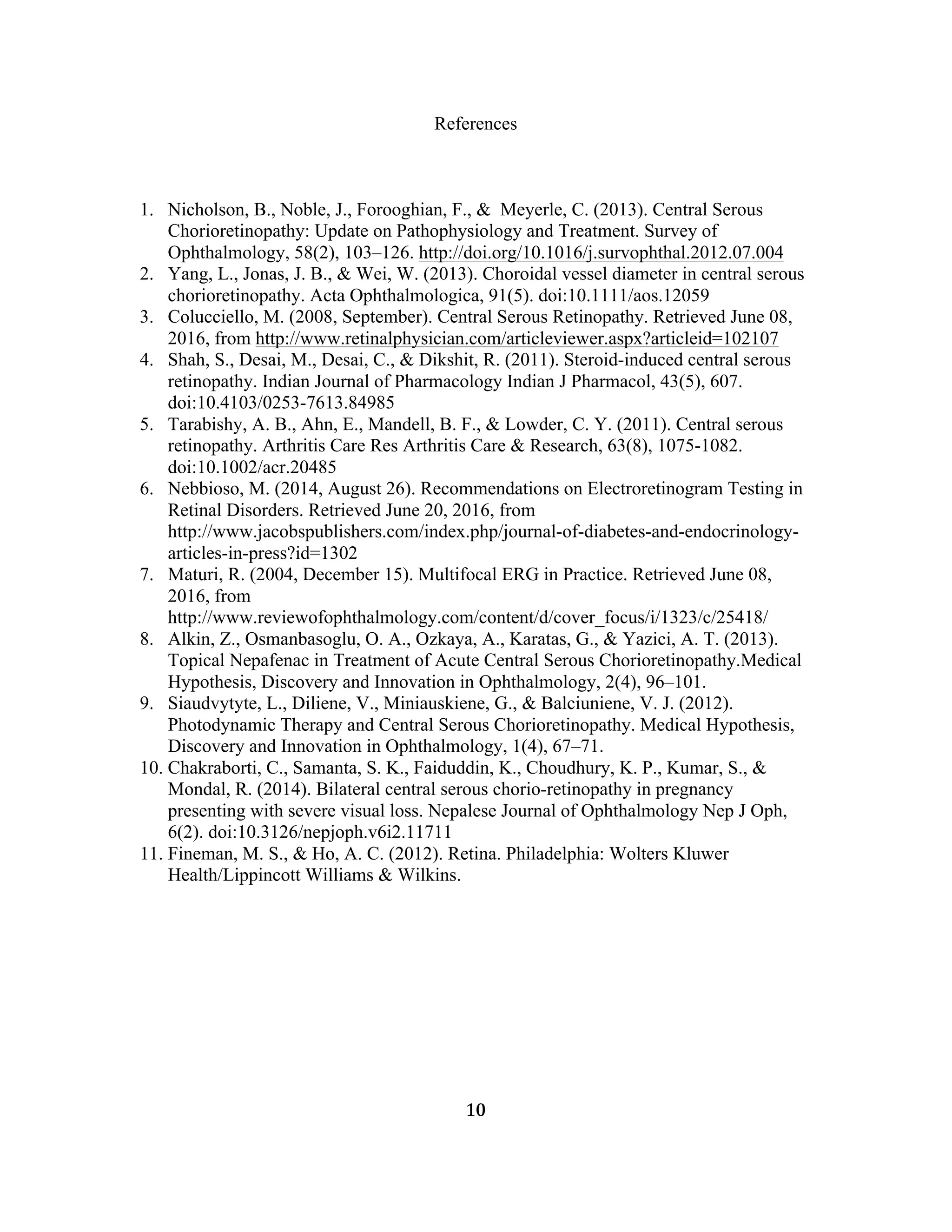 Case Report and Clinical Findings of Central Serous Retinopathy | PDF