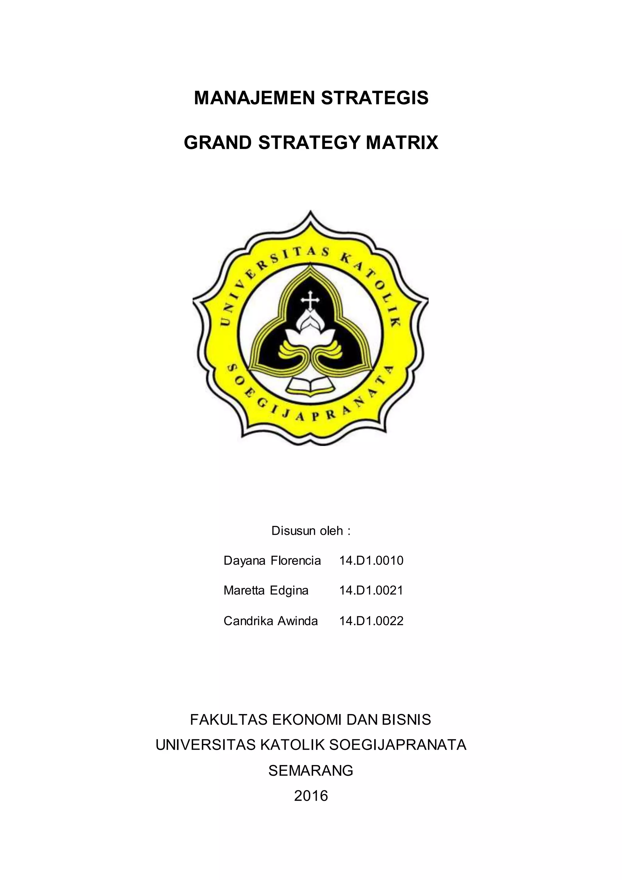 Manajemen Strategis - Grand strategy matrix | DOCX