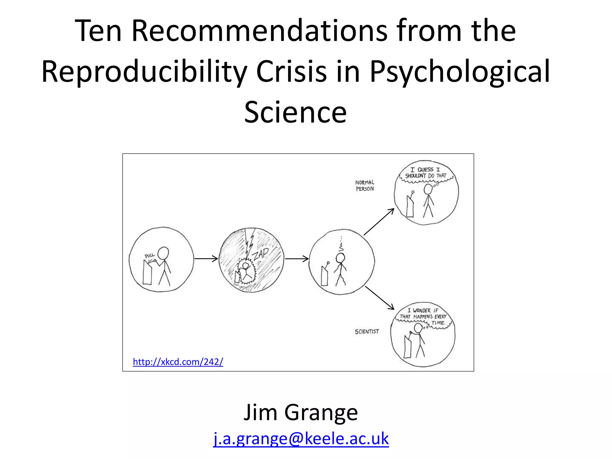 10 Recommendations from the Reproducibility Crisis in Psychological Science | PPTX