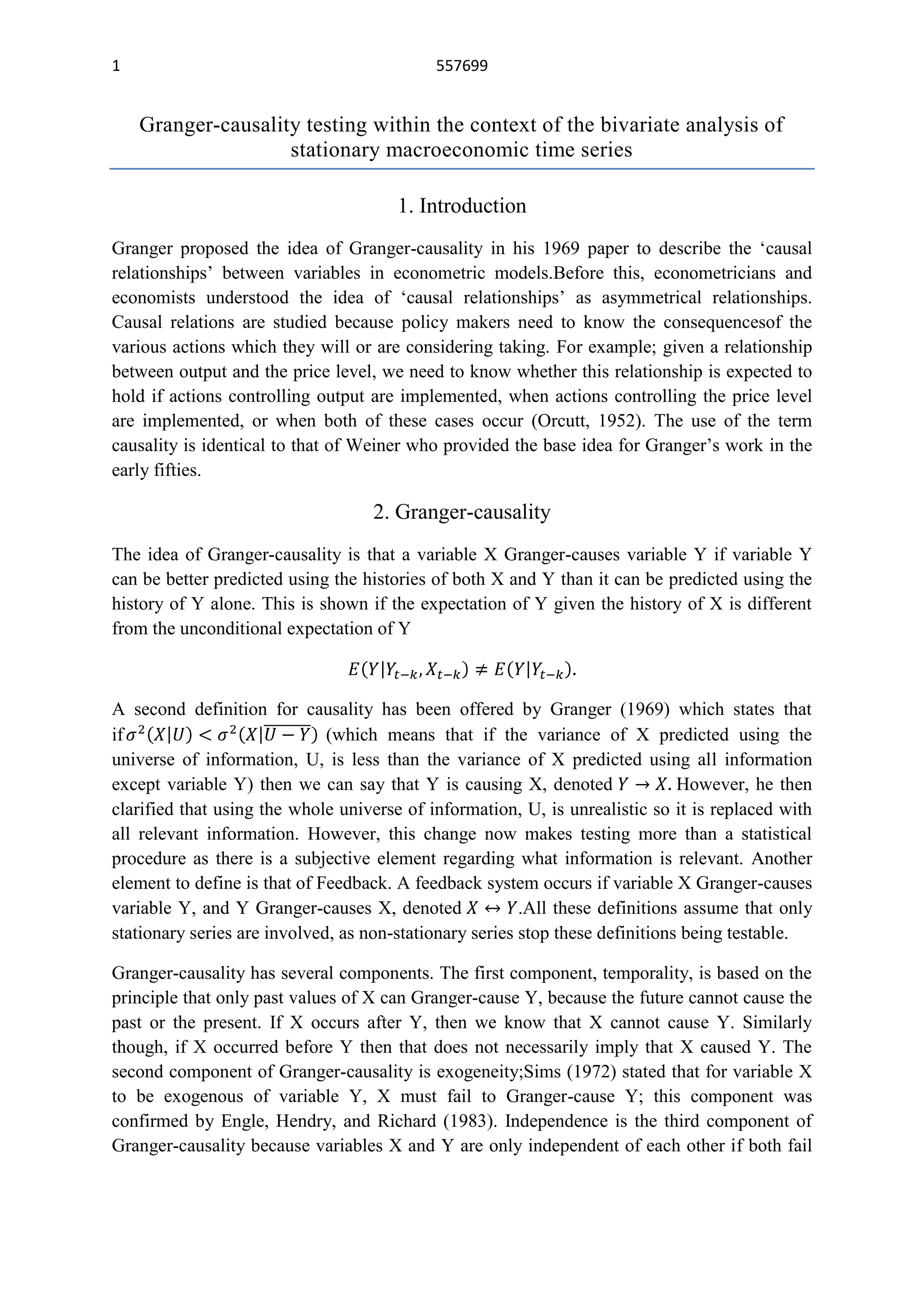 Granger causality testing | DOCX