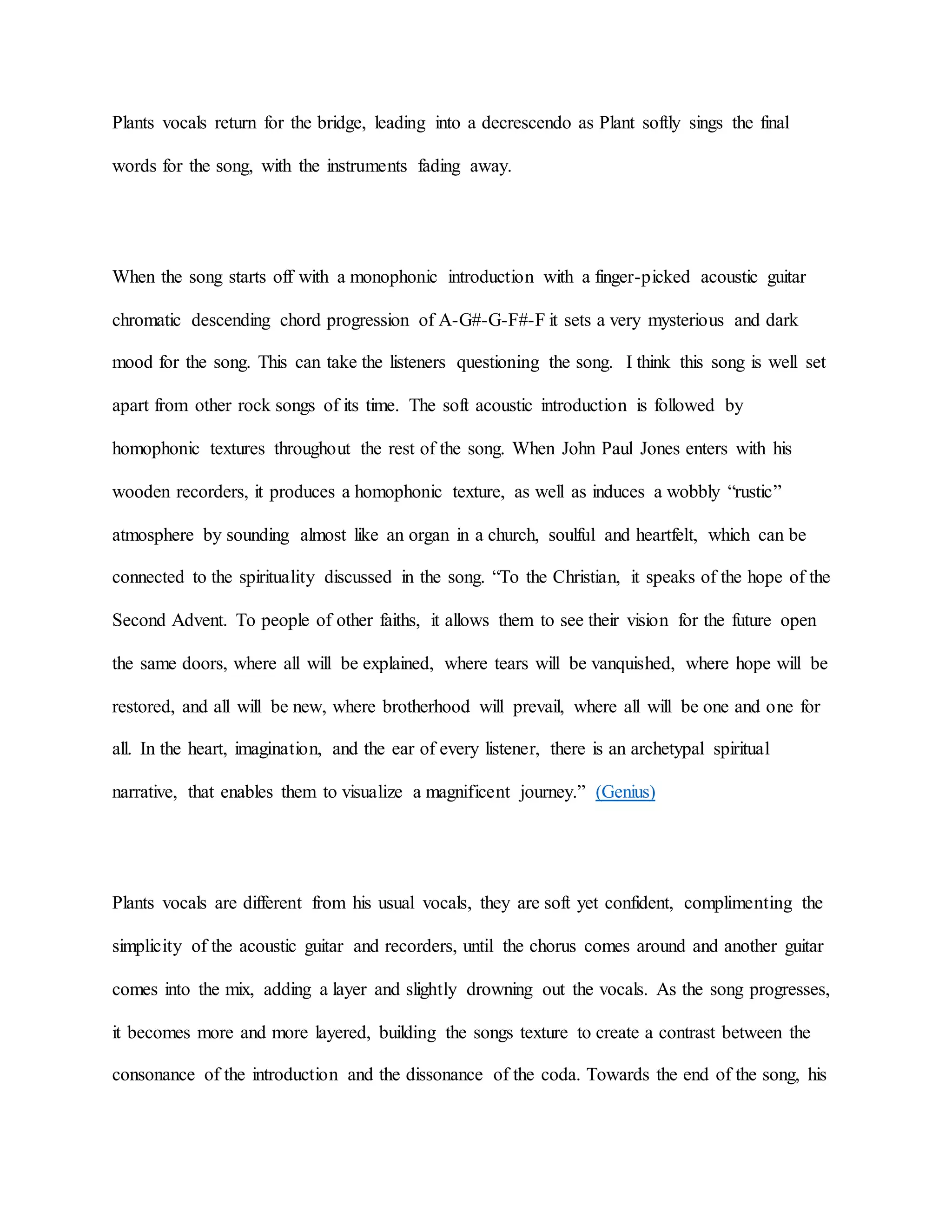 Stairway To Heaven Song Analysis | DOCX