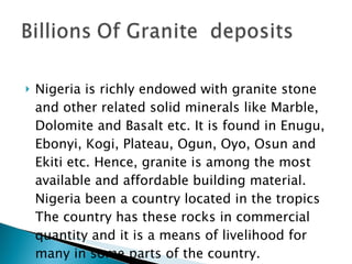 QUARRY :Granite Mining Business and Suppliers In Lagos Nigeria | PPT