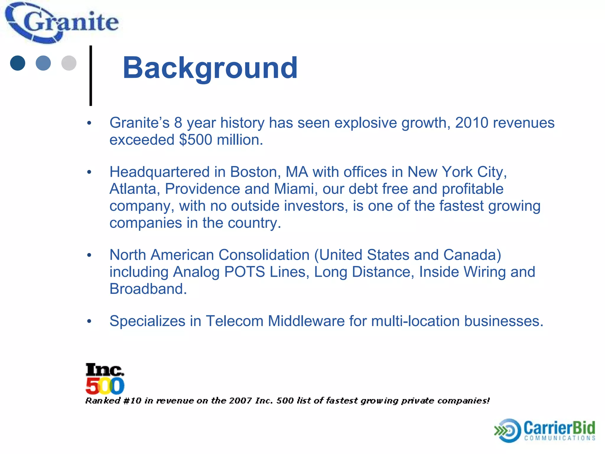 Granite through CarrierBid | PPT