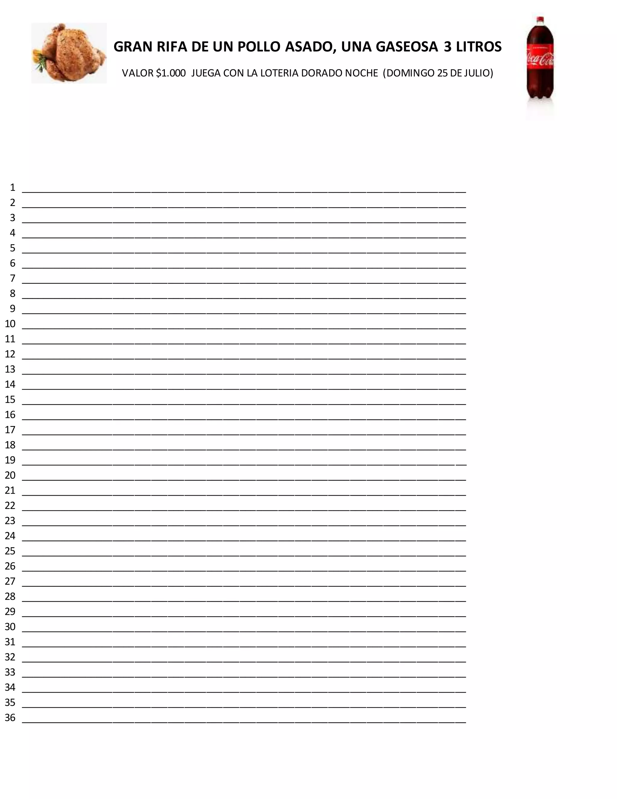 Gran rifa de un pollo asado | DOCX