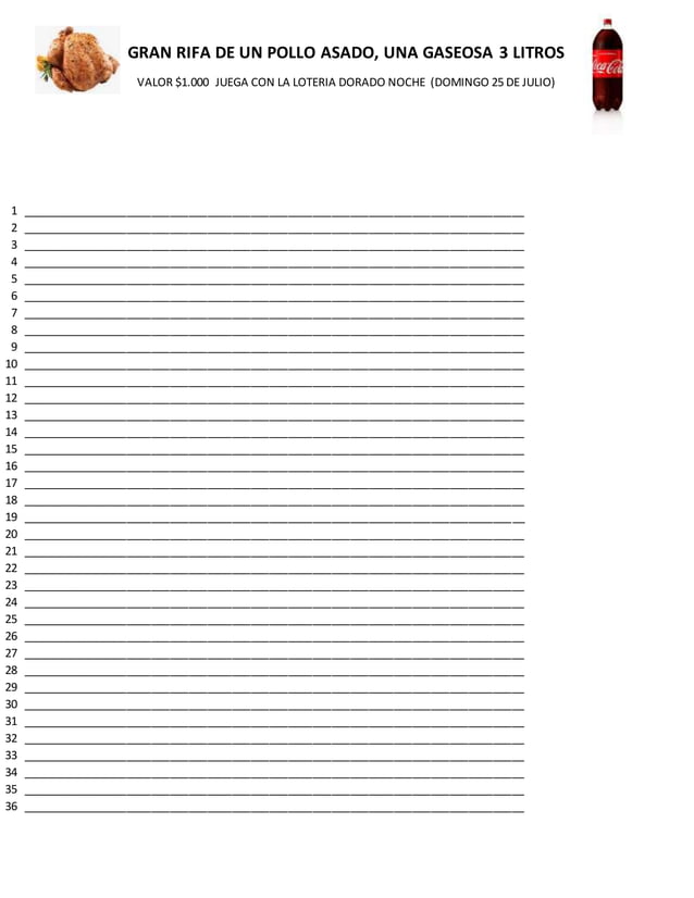 Gran rifa de un pollo asado | DOCX