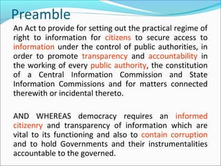 Introduction to Right to Information for NSS | PPT