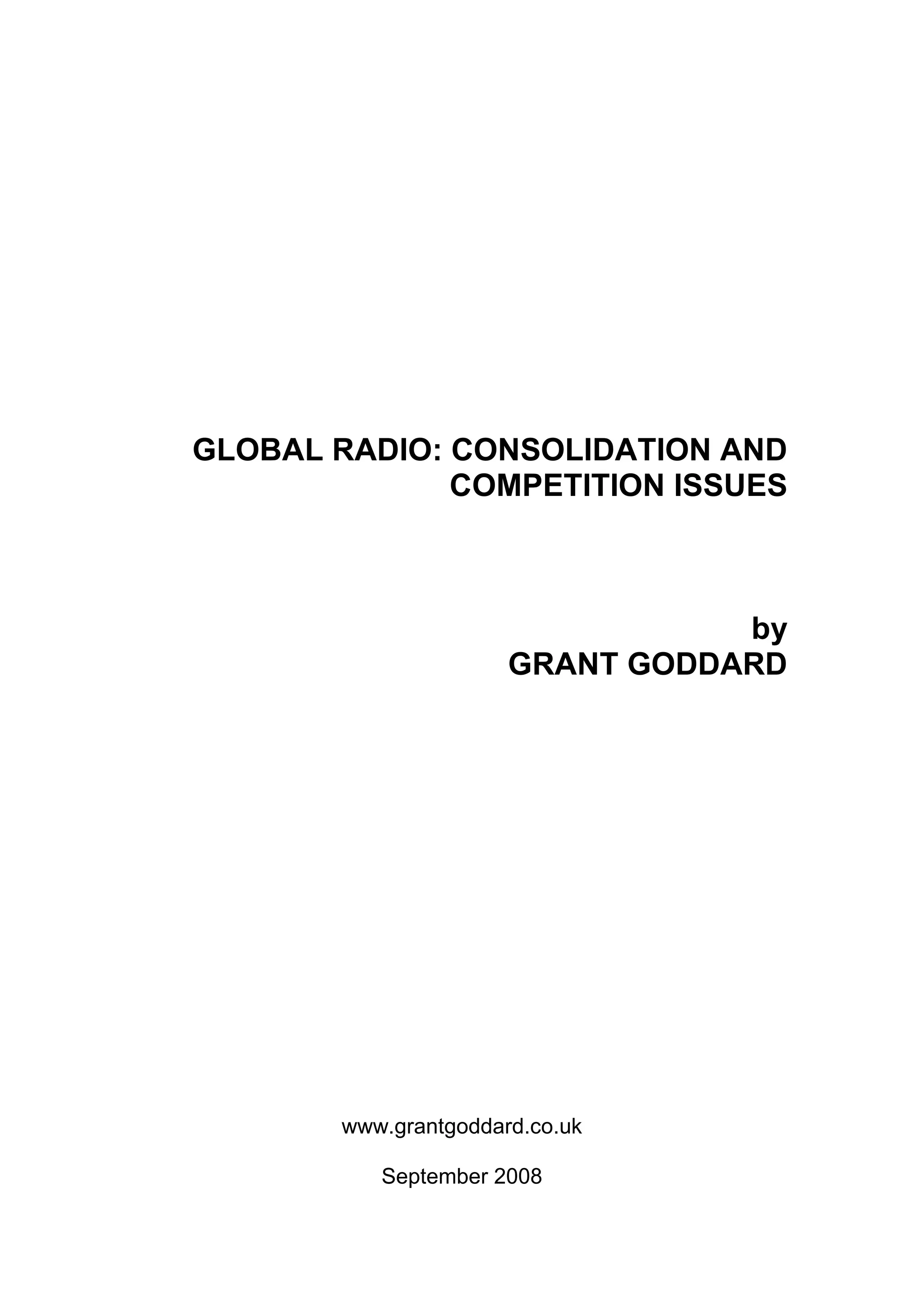 'Global Radio: Consolidation And Competition Issues' by Grant Goddard | PDF
