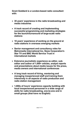 'Grant Goddard - International Radio Broadcasting Consultant - Case Studies' by Grant Goddard ...