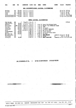 'Radio News: No. 7, 20 November 1992' by Grant Goddard | PDF