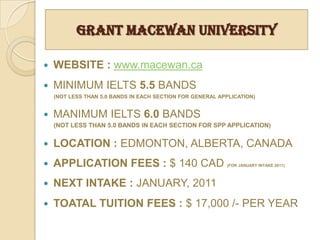 GRANT MACEWAN UNIVERSITY | PPT