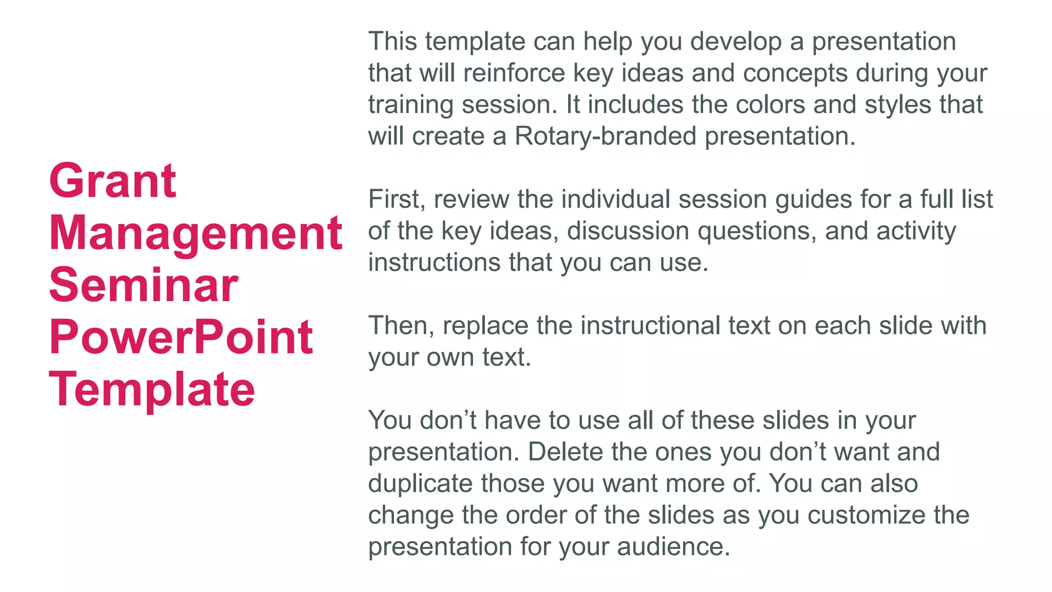 Grant Management Seminar Leaders Guide PowerPoint Template.pptx