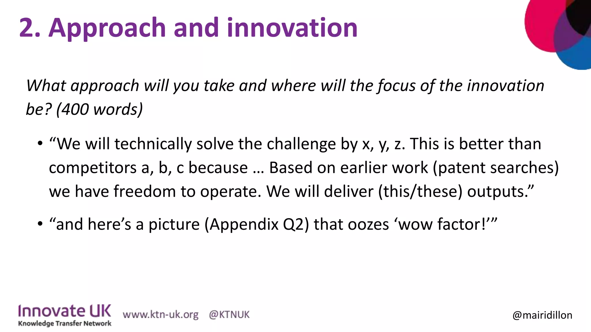 Innovate UK funding application answer guide slides | PPTX
