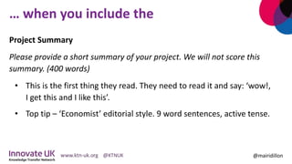 Innovate UK funding application answer guide slides | PPTX