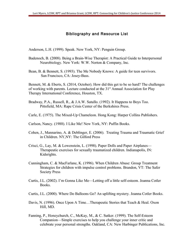 Bibliography & Resource List 2014 | PDF