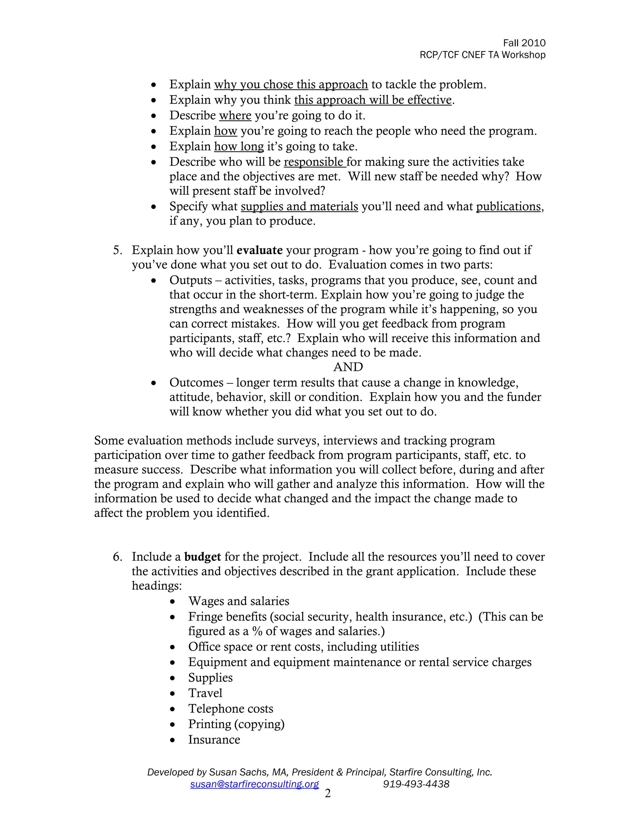 Grant proposal checklist handout | PDF