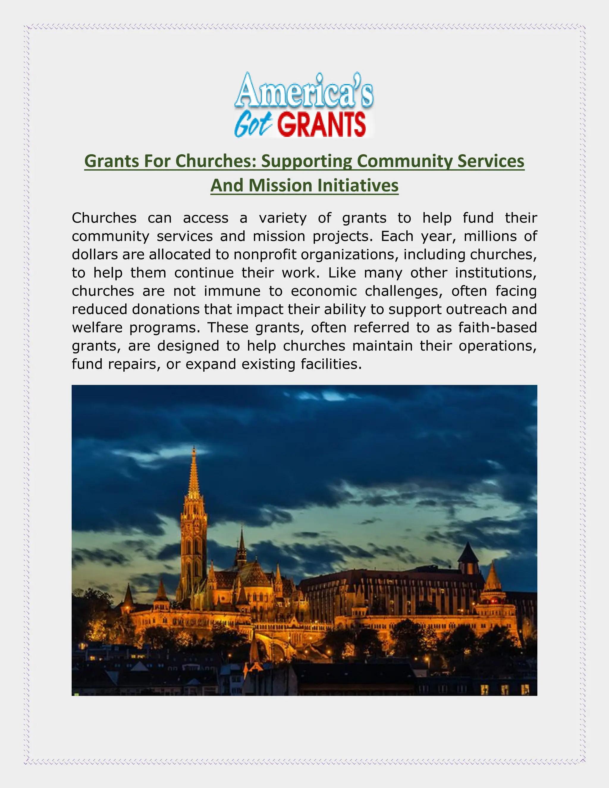 Grants For Churches- Supporting Community Services And Mission ...