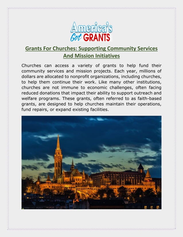 Grants For Churches- Supporting Community Services And Mission ...