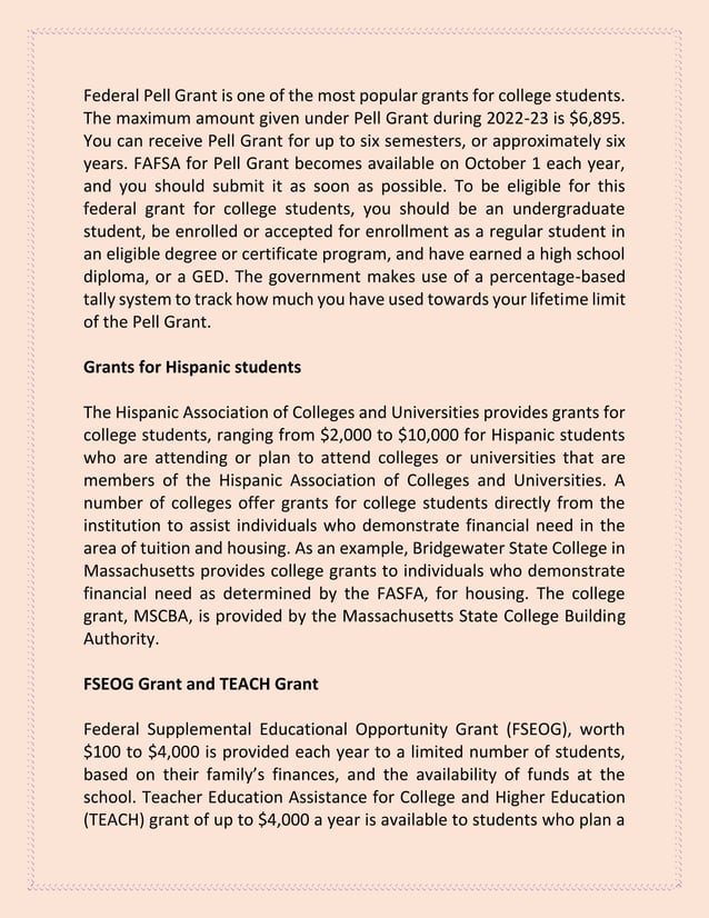 Grants For College Students To Help Them Pursue Their Education Dreams ...