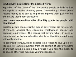 Grants for Disabled People to Live in Their Own Homes have Many ...