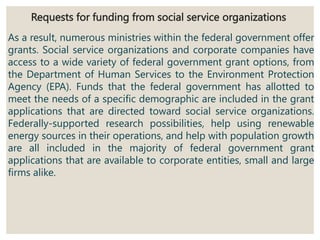 Grants From The Federal Government Are Provided For A Range Of Needs ...