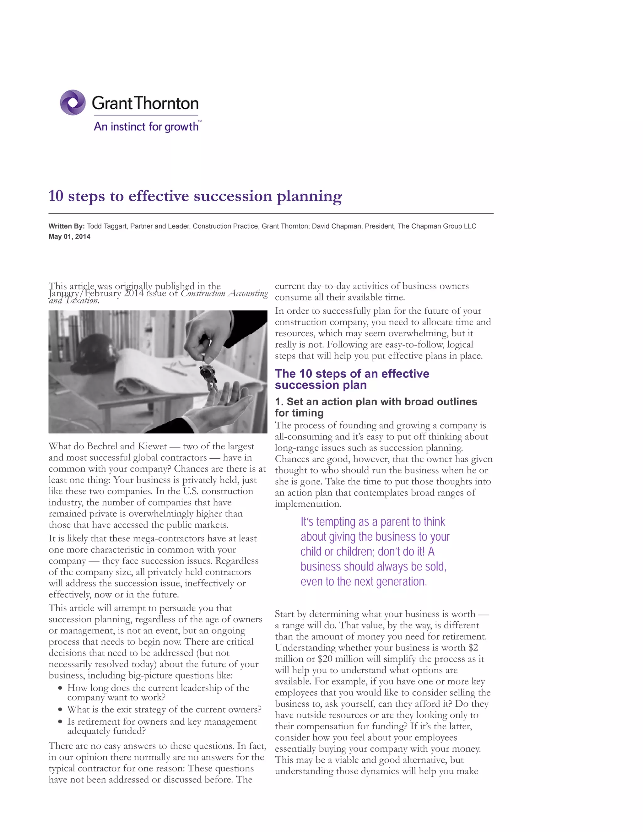 10 steps to effective succession planning | PDF