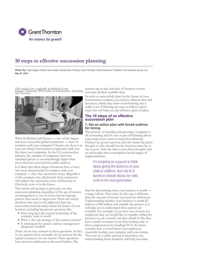 10 steps to effective succession planning | PDF