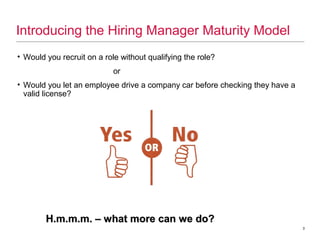 Hiring Manager Maturity Model… ”Don’t expect what you have not ...