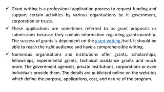 Grant writing : A reality check | PPT