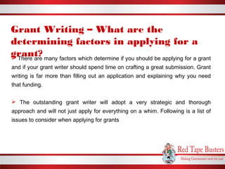Grant Writing – What are the determining factors in applying for a ...