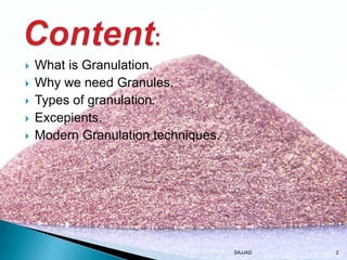Granulation ppt | PPTX | Chemistry | Science