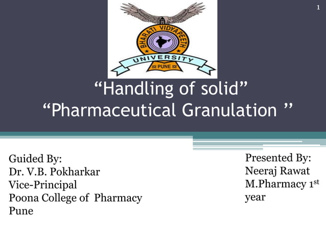 Pharmaceutical Granulation | PPTX | Chemistry | Science