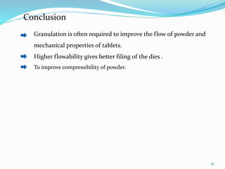 Granulation of tablet | PPTX