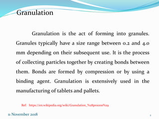 Granulation of tablet | PPTX