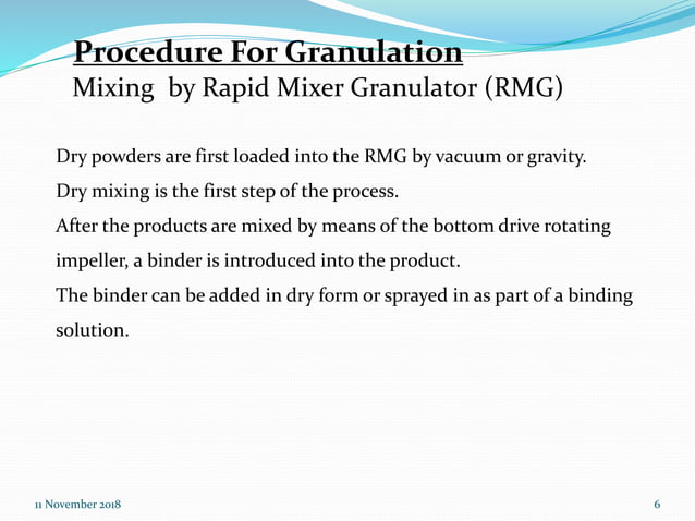 Granulation of tablet | PPTX | Chemistry | Science
