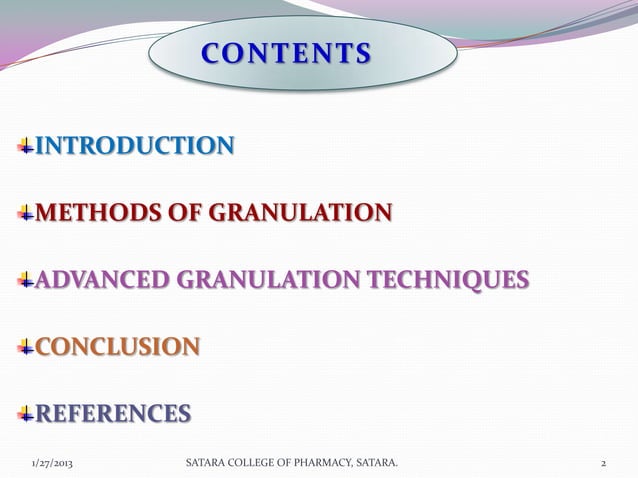 Granulation ppt. | PPTX | Chemistry | Science