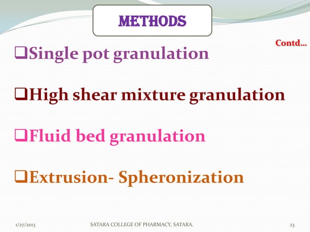 Granulation ppt. | PPTX | Chemistry | Science