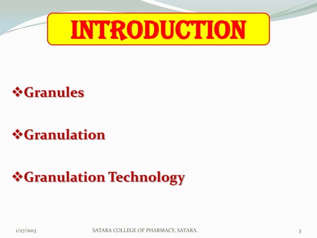 Granulation ppt. | PPTX | Chemistry | Science