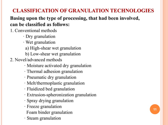Granulation and its novel techniques | PPTX | Pharmaceutical Industry ...