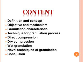 Granulation and its novel techniques | PPTX