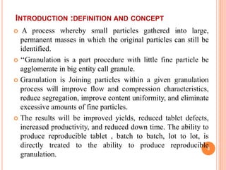 Granulation and its novel techniques | PPTX