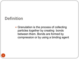 Granulation process and types of granulators | PPTX