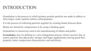 GRANULATION TECHNIQUES used in the pharmaceuticals .pptx