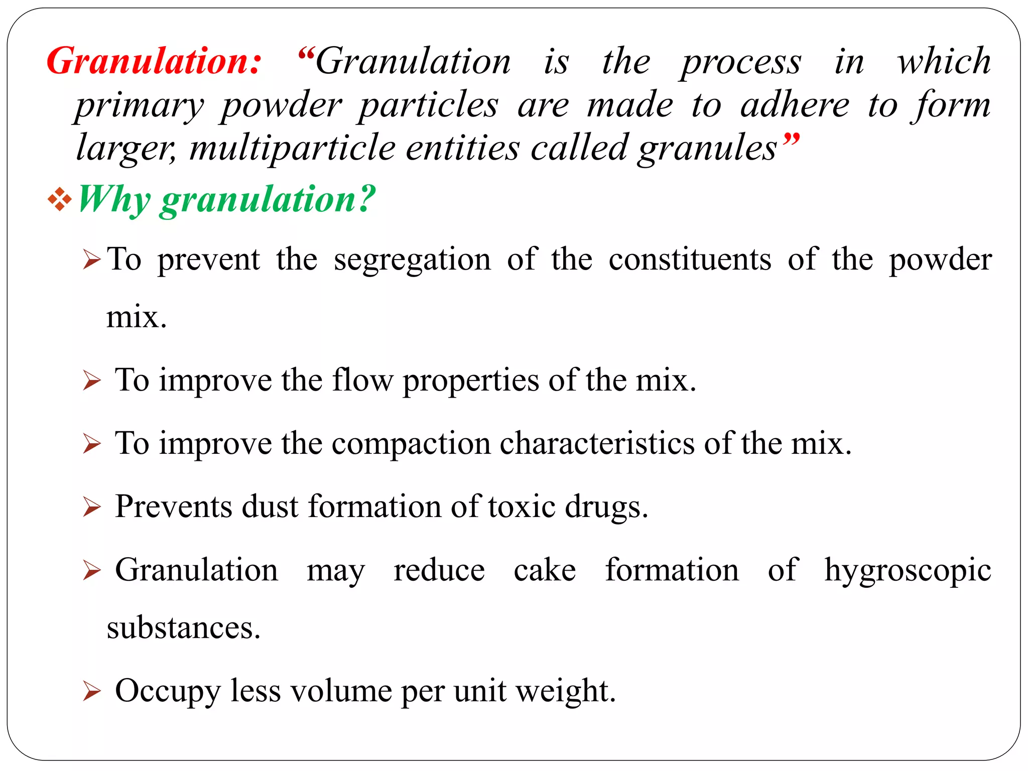 Granulation Technology (A Concise View) | PPTX