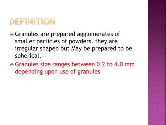 Granules | PPTX | Chemistry | Science