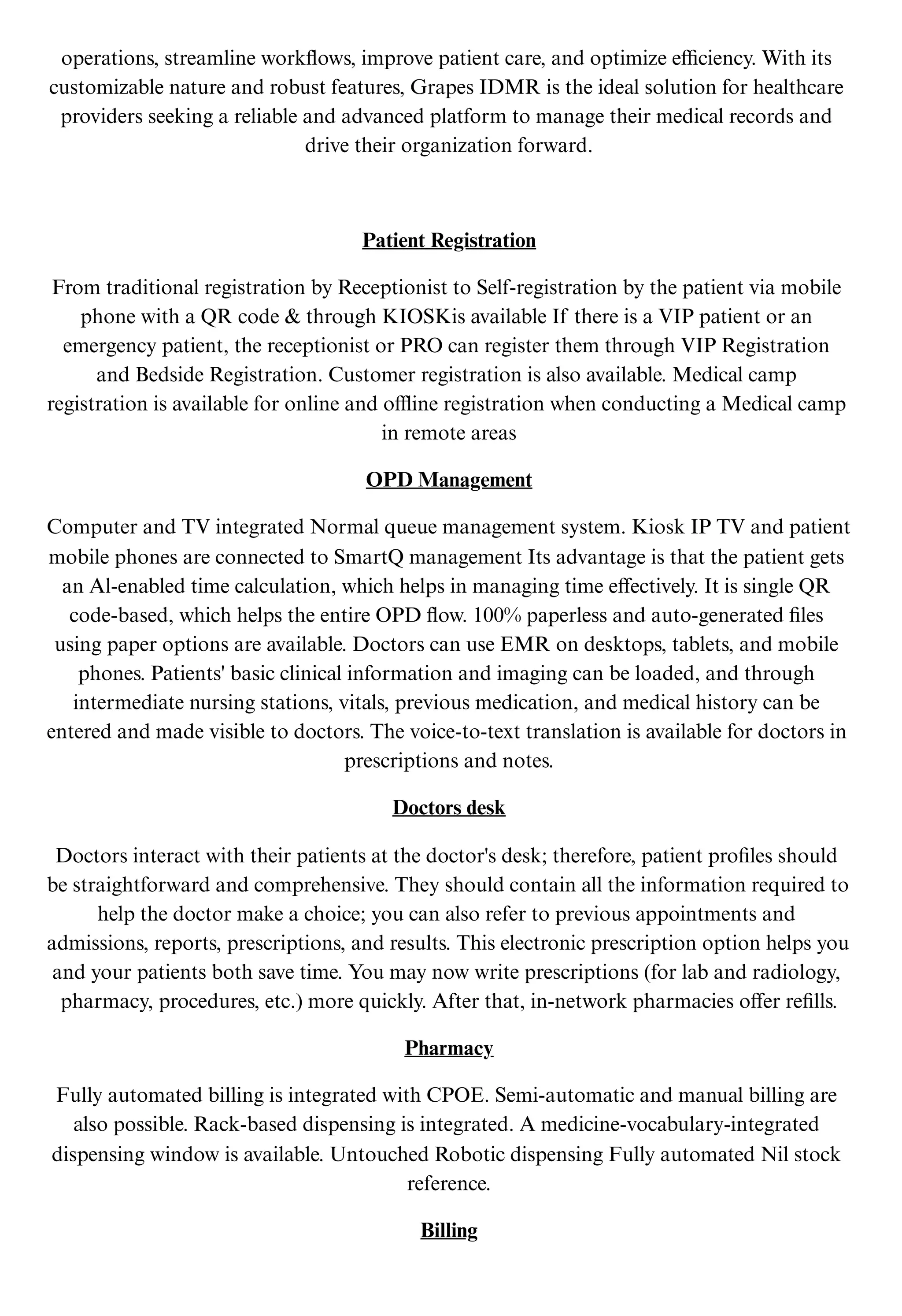 Grapes HMS | Grapes IDMR | Healthcare Management System | PDF