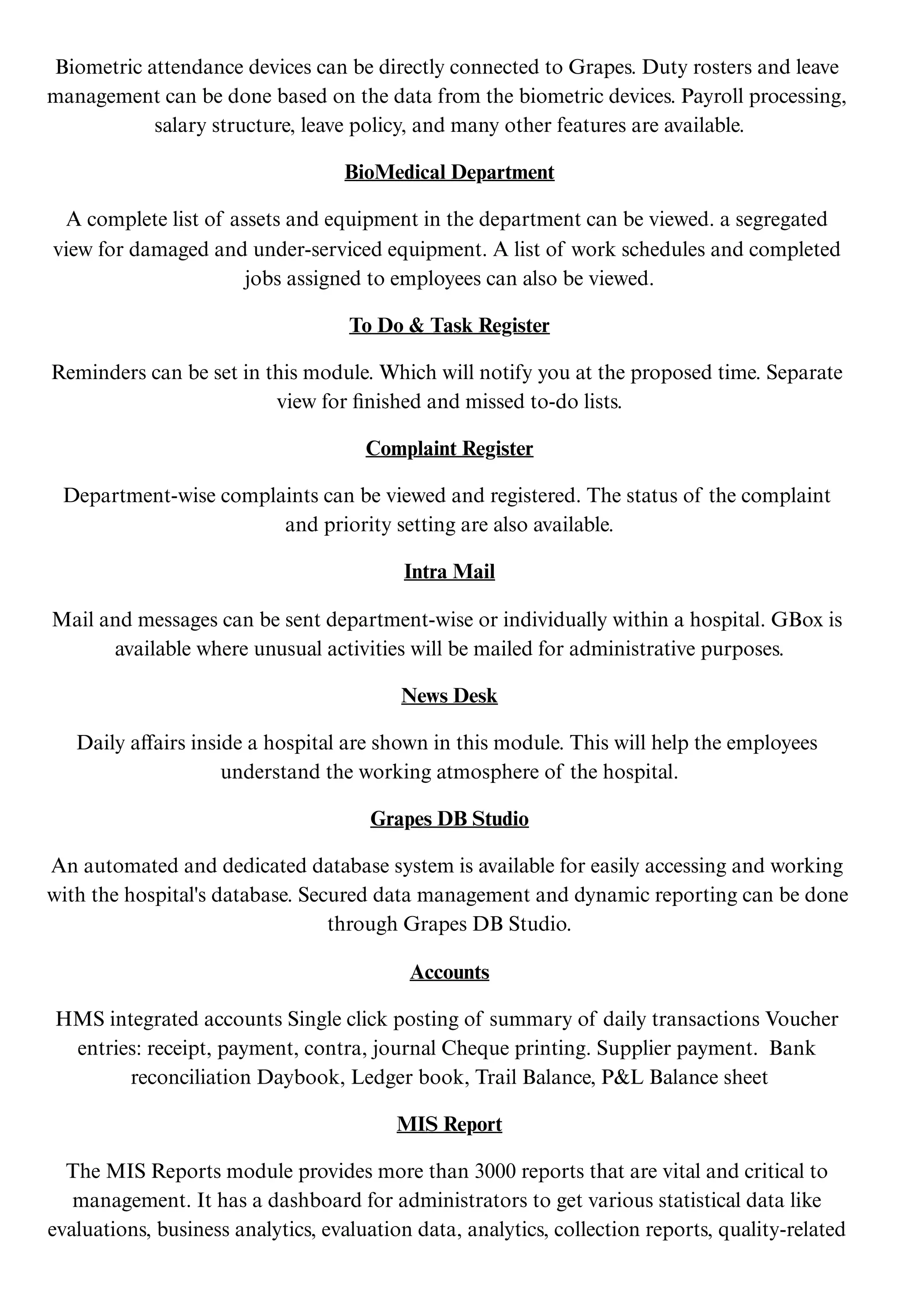 Grapes HMS | Grapes IDMR | Healthcare Management System | PDF